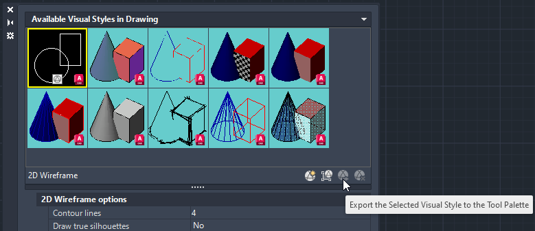 Cannot export the 2D Wireframe visual style to the Active Tool Palettes ...