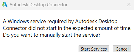 "A Windows service required by Autodesk Desktop Connector did not start ...