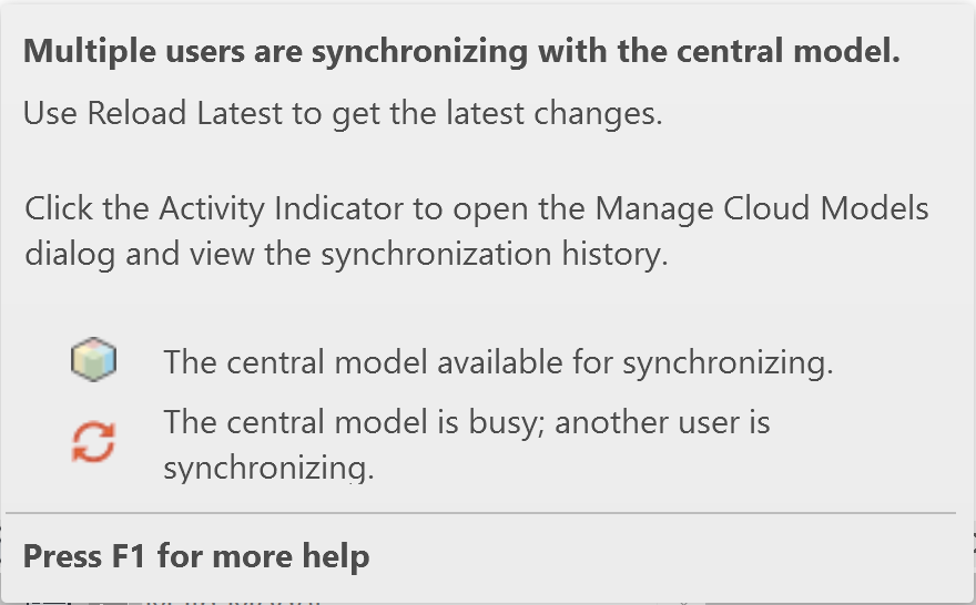Revit Sync Activity Indicator shows multiple users syncing when there is just one user syncing ...