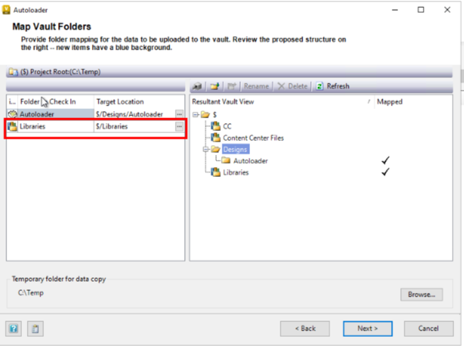 How to use Vault Autoloader to upload to Library folders