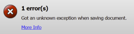 "Got an unknown exception when saving document" in Fusion