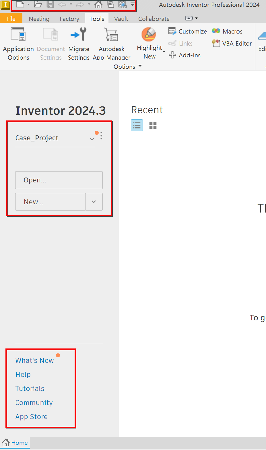在 Inventor 2023 及更高版本中不显示“快速入门”选项卡