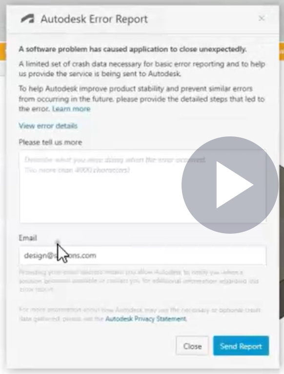 "A software problem has caused application to close unexpectedly" while creating or opening ...