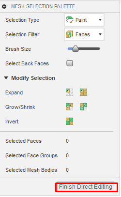 How to delete mesh elements after importing an STL in Fusion