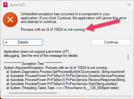 "Errors were encountered" when creating an isometric drawing in AutoCAD Plant 3D