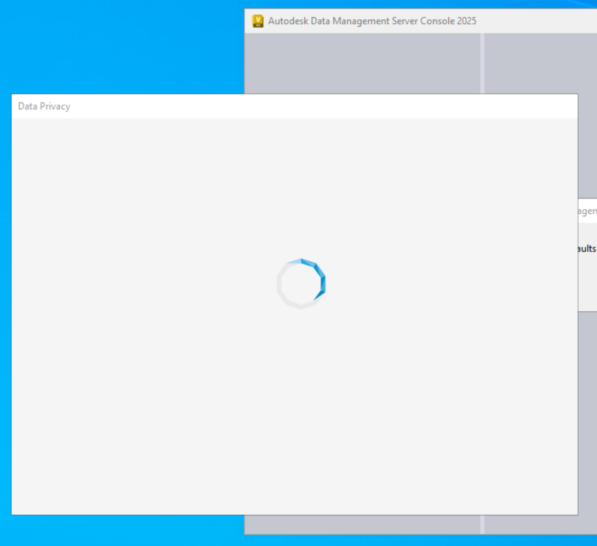 The blank data privacy page showing and unable to proceed when launching ADMS Console