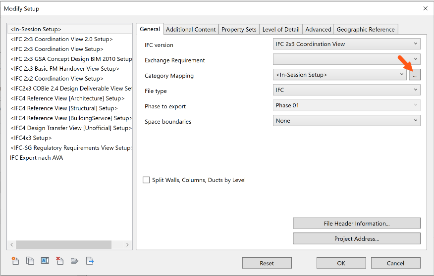 How to export rooms to IFC while excluding spaces and areas from the same model in Revit