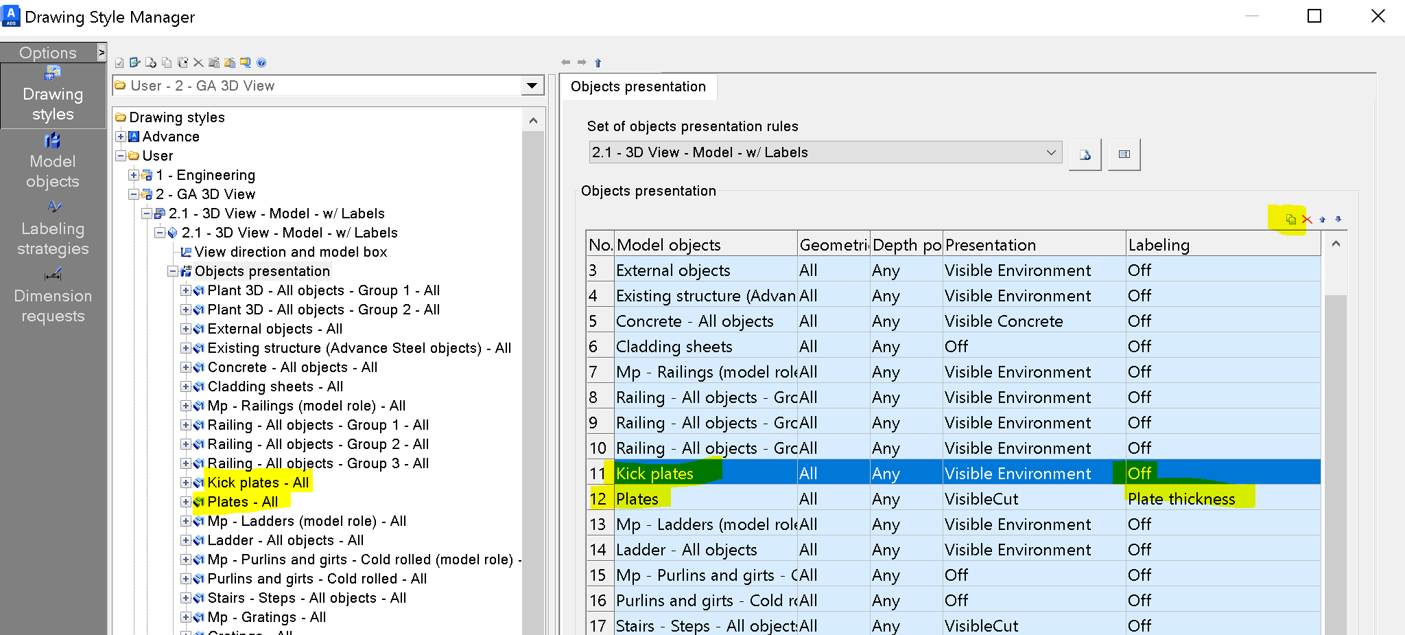 How to control visibility of the specific model role parts on drawings ...