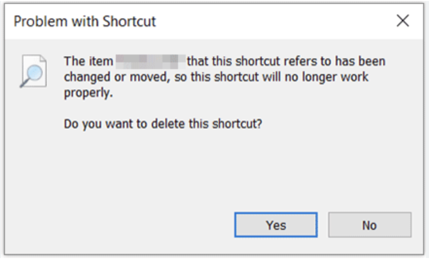 "The item Revit.exe that this shortcut refers to has been changed or ...