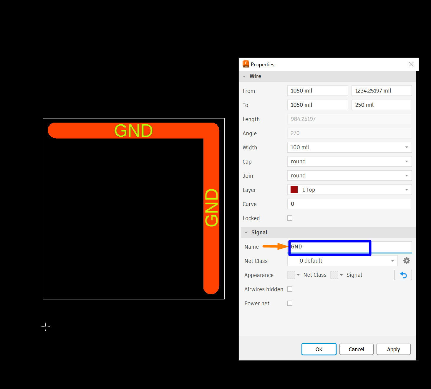 Wires added in library footprint do not connect to GND polygon in Fusion