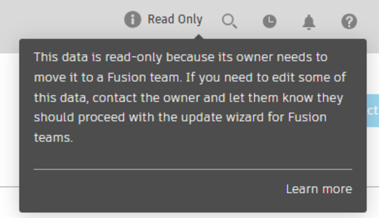 "This data is read-only..." notification appears when trying to transfer projects from Fusion ...