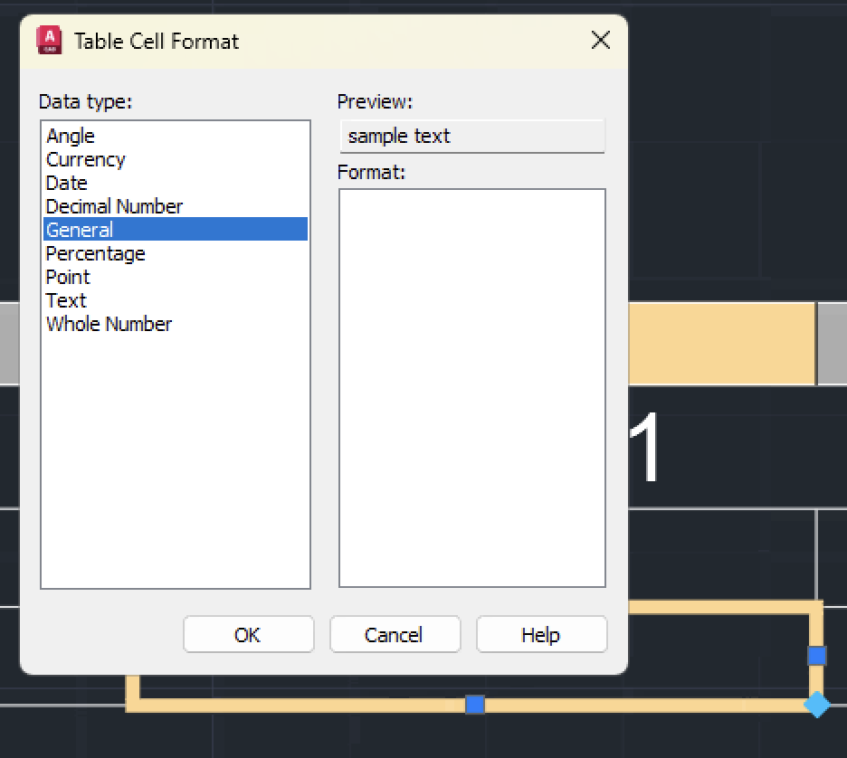 Text format changes after pressing enter in a table cell in AutocAD