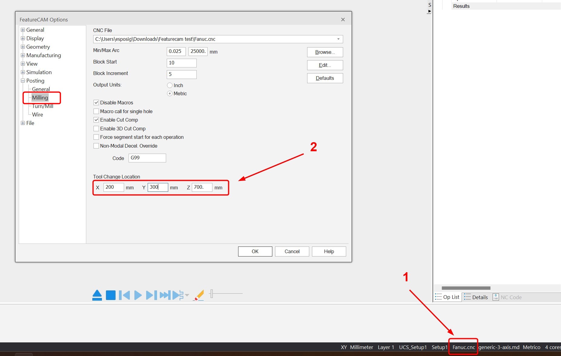 Comment déplacer l’outil Changement d’emplacement X Y Z dans FeatureCAM simulation et machine-outil