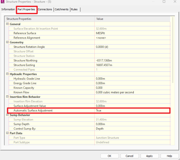 Insertion rim elevation of the structure is different from the referenced surface in C3D