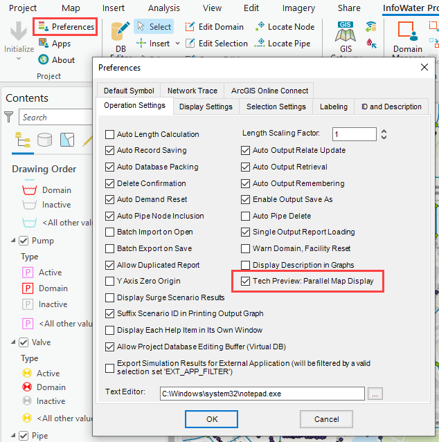 Pipes or Junctions disappear after applying a Map Display in InfoWater Pro