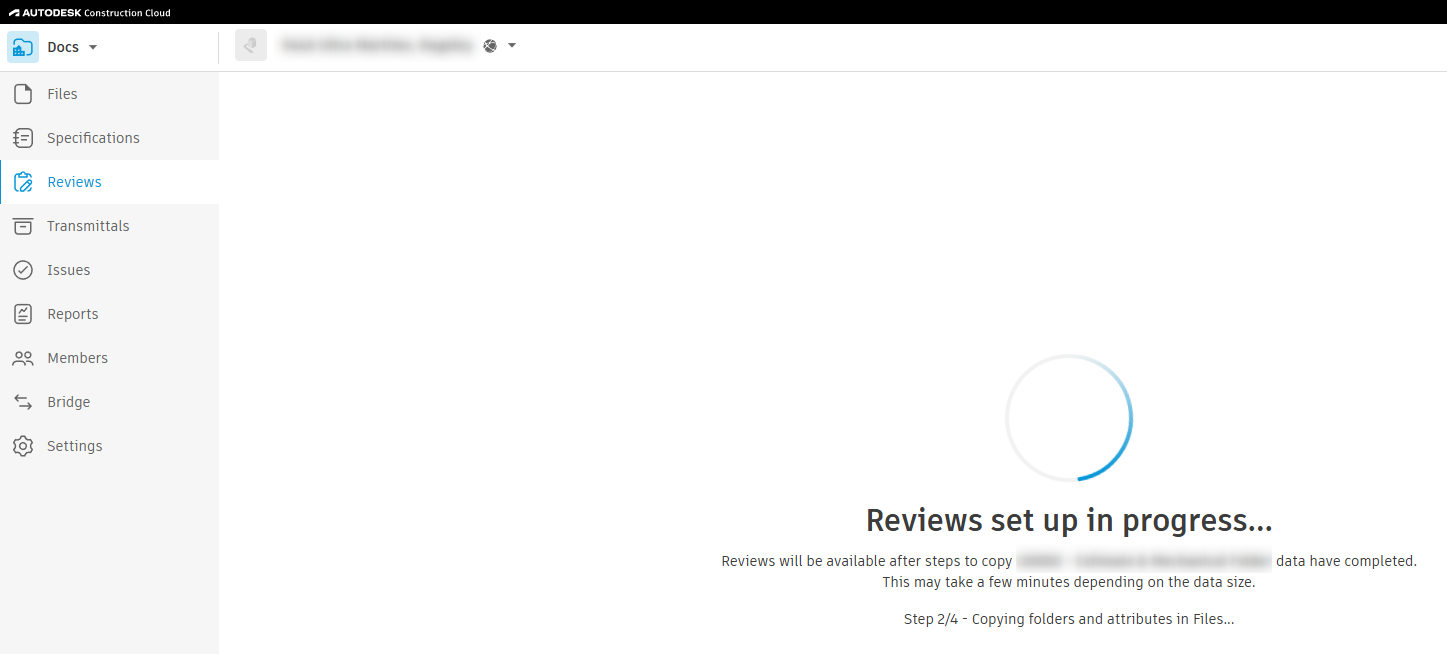 "Files set up in progress..." keep being displayed after creating a project from a template on ...