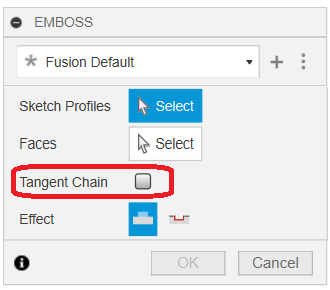"Cannot emboss selected profile on selected faces [...]" when using Emboss feature in Fusion 360