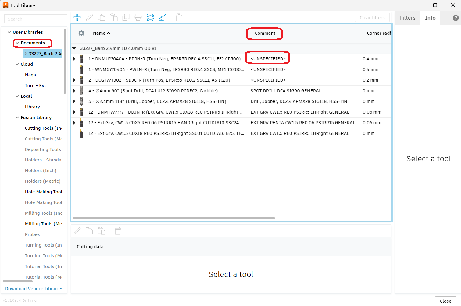 Tool post processor comments becomes when the tool is used in CAM document in Fusion