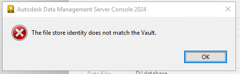 Vault File Server でファイル保管場所を有効にしようとすると、「ファイル保管場所 ID が Vault と一致しません」と表示される