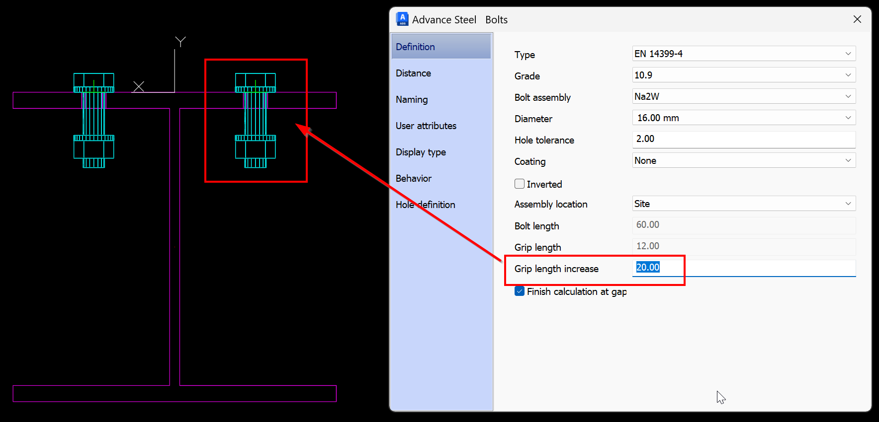 Missing gap between bolt and flange when adding grip length increase in ... Missing gap between bolt and flange when adding grip length increase in ...