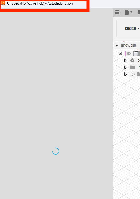 "No Active Hub" message and blank data panel in Fusion