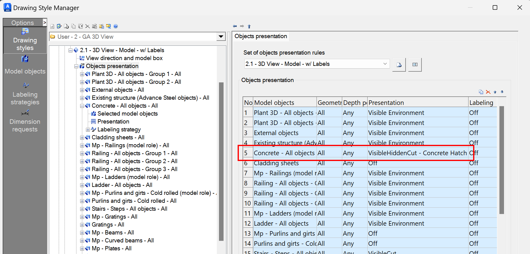 Adding Hatch For Concrete Objects In Section Details In Advance Steel