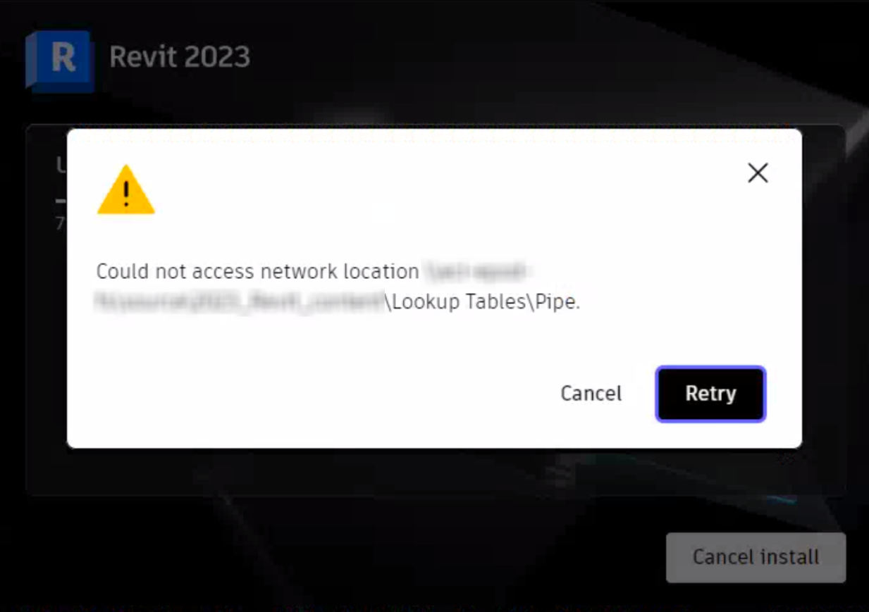 "Could not access network location..." when installing Revit products