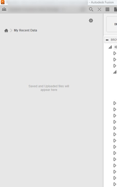 My Recent Data folder does not show any files in Fusion Data Panel