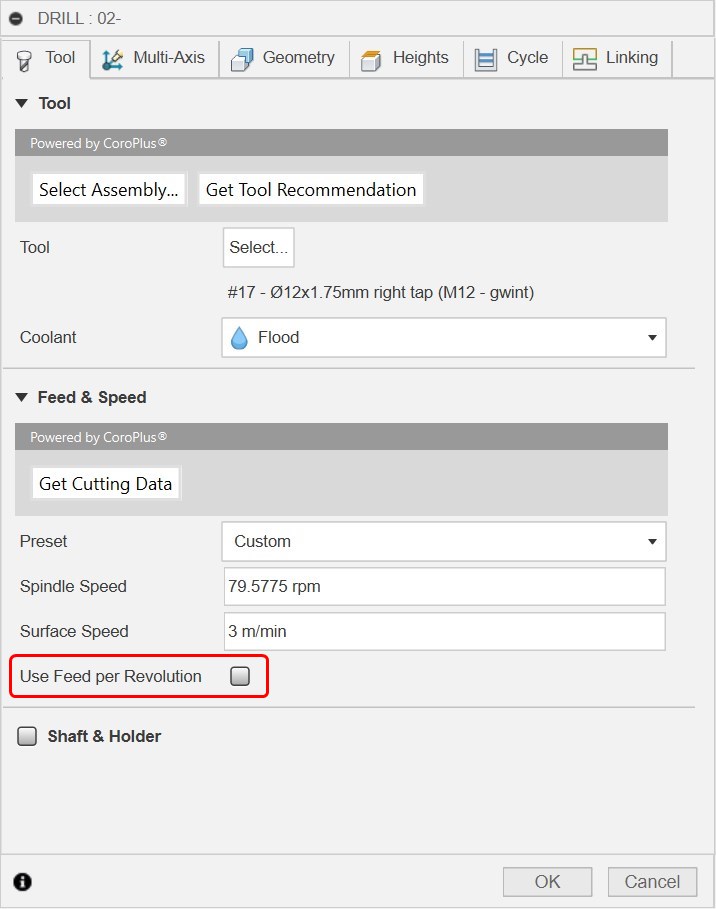 Machining time missing or not correct when feed per revolution is used ...