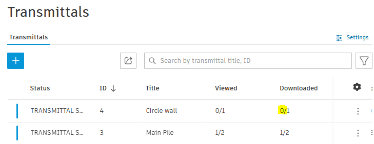 Downloaded file from a Transmittal not tracked in the Downloaded column ...