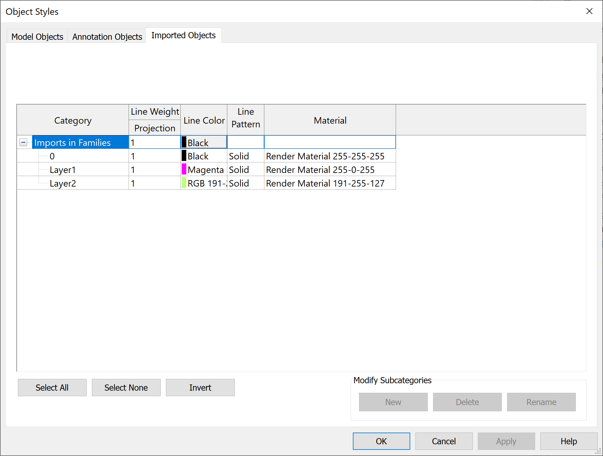 How to apply the material to imported CAD geometry in Revit family