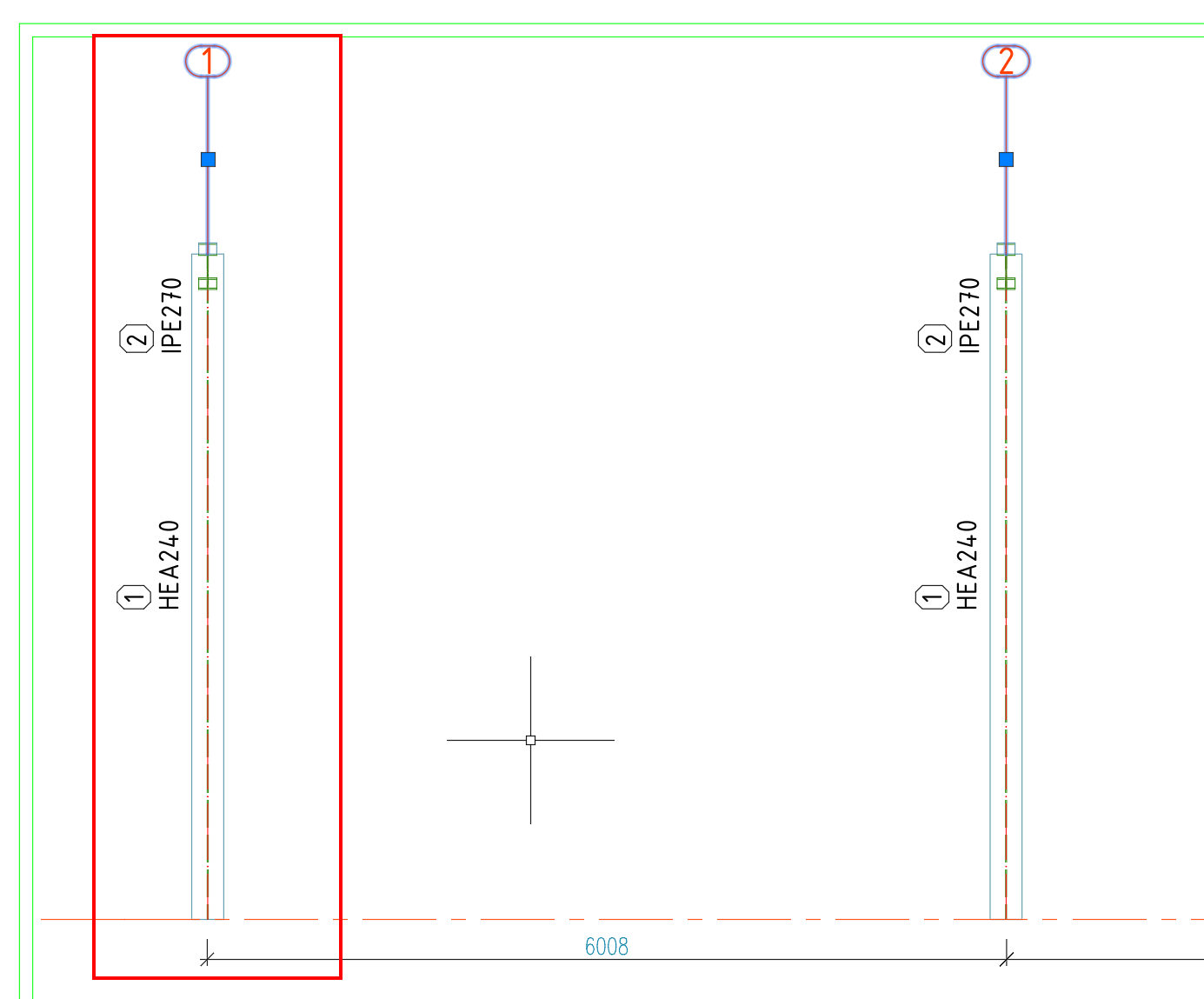 Grid lines overlap column axis in elevation drawings in Advance Steel