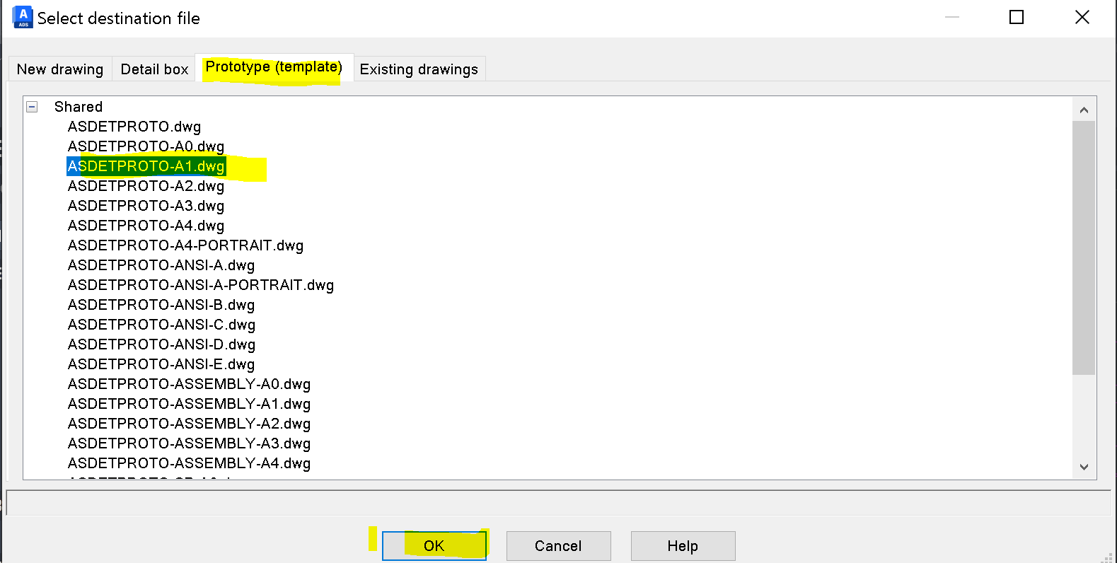 How to set default prototype format while preparing drawing in Advance Steel