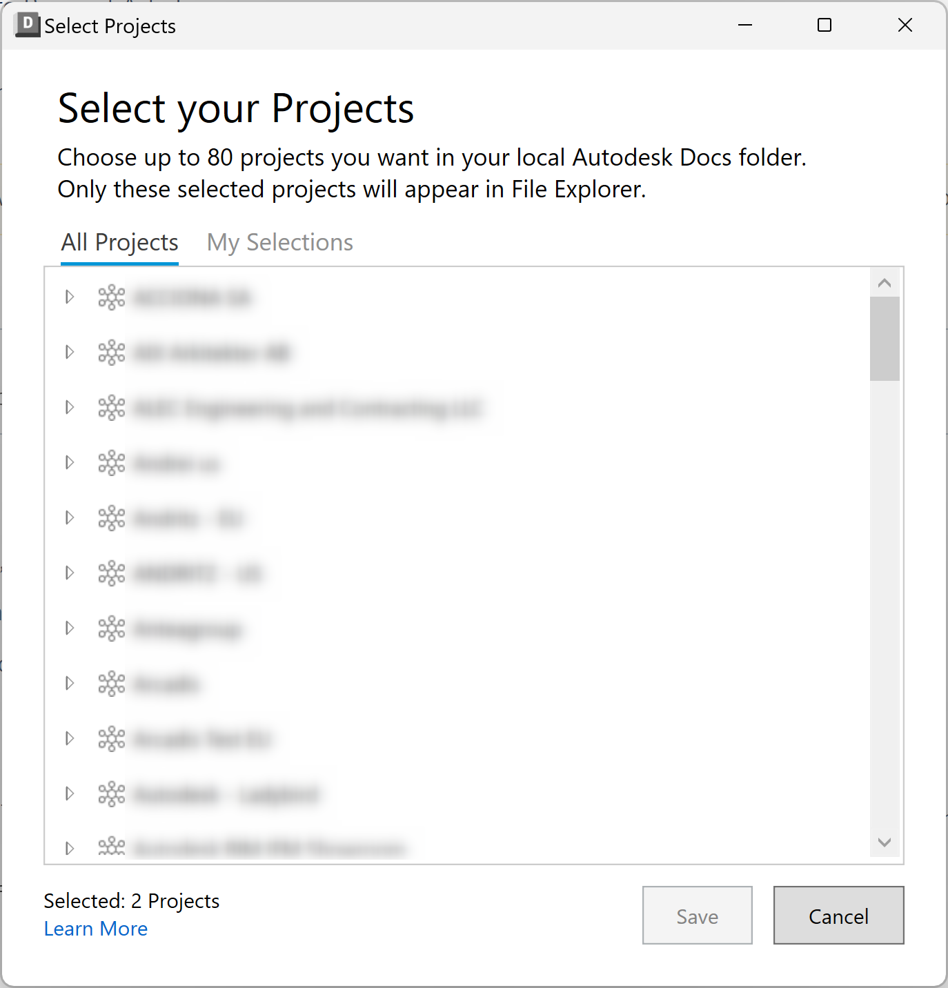 Is it possible to search projects in Desktop Connector?