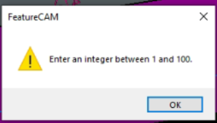 "Enter an Integer between 1 and 100” message occurs when clicking ...