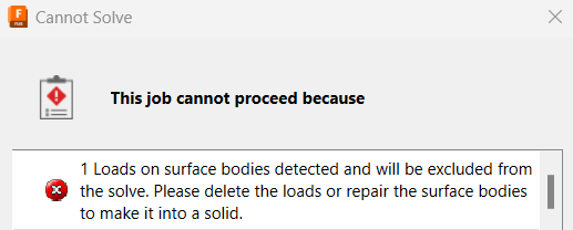 Error: "Cannot solve: This job cannot proceed because [...] into a ...