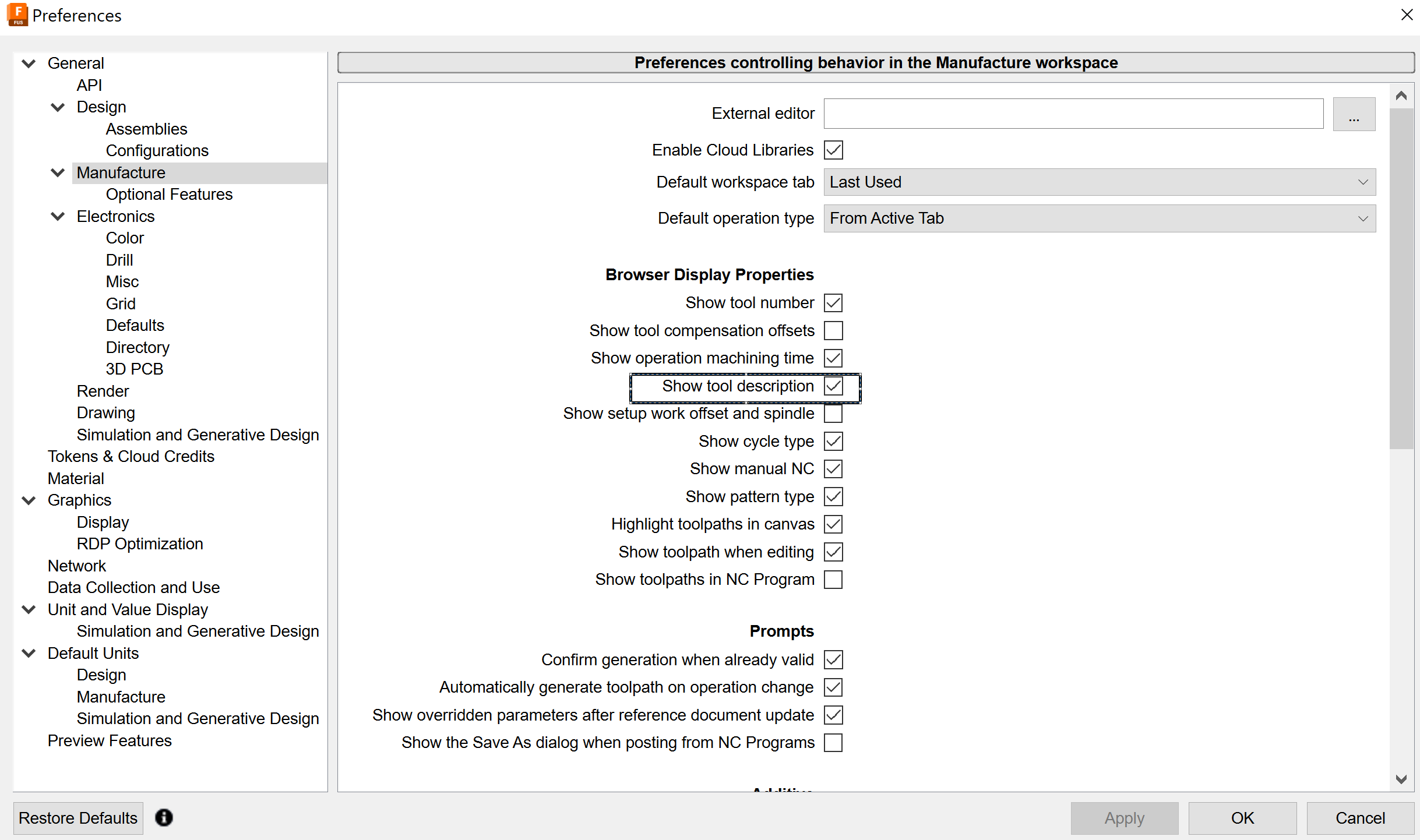 How to display tool description on toolpath name in Fusion