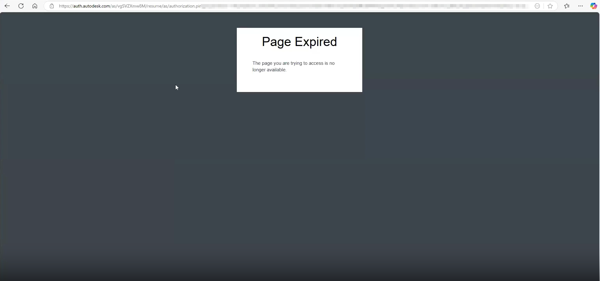'Page expired. The page you are trying to access is no longer available ...