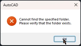 Sheet set model view directory path with a period and a space cannot be added in AutoCAD