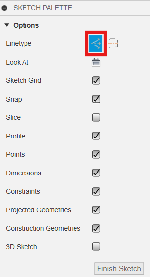 How to create a construction line in Fusion