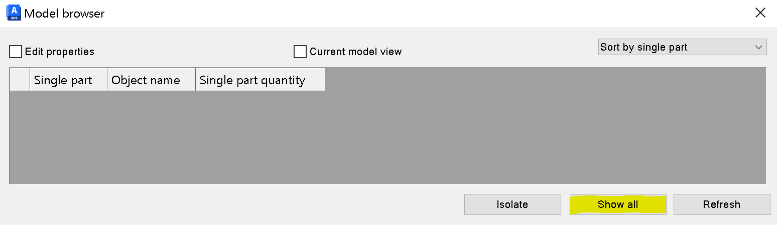 Issue with hidden model parts in opened file in Advance Steel