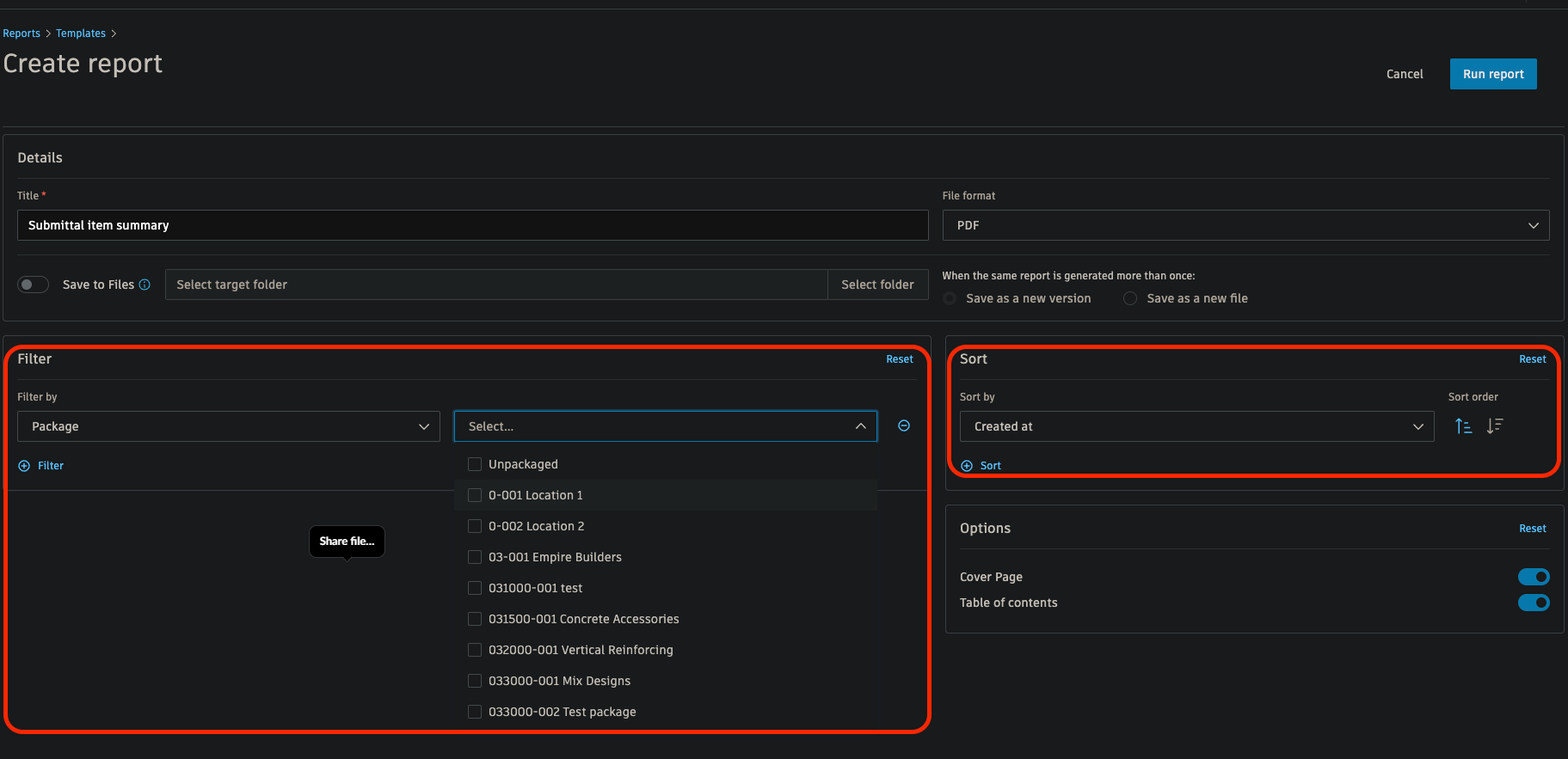 How to export a report with open items only in ACC?