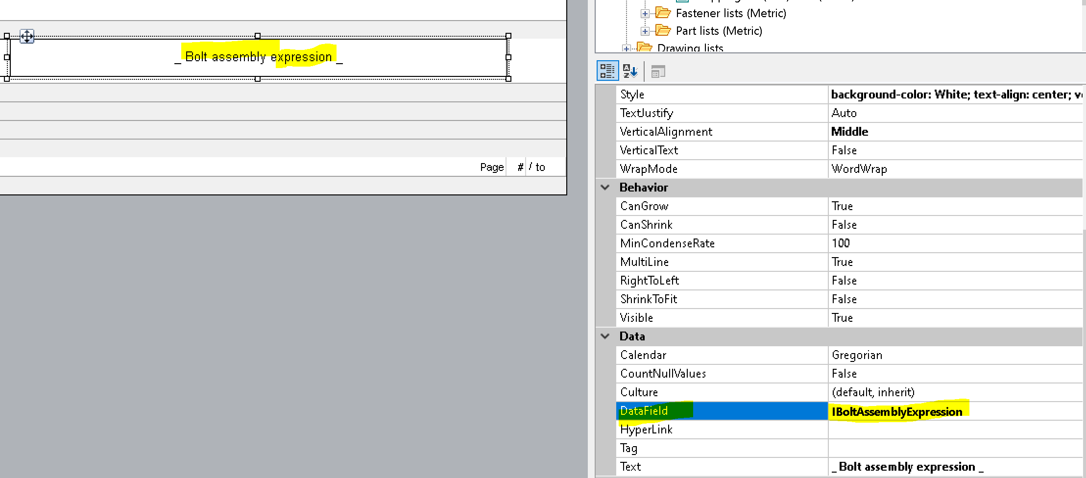 Customization the BoltAssemblyExpression in external BOM bolt list in ...