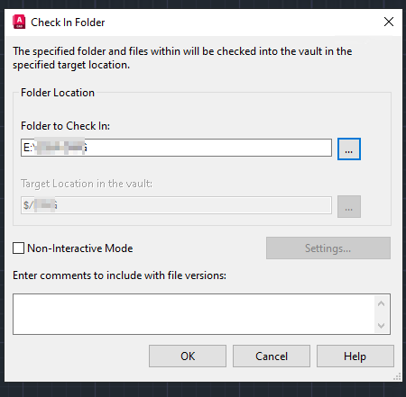 'Target Location' in the Vault grayed out in Check-in Folder dialog