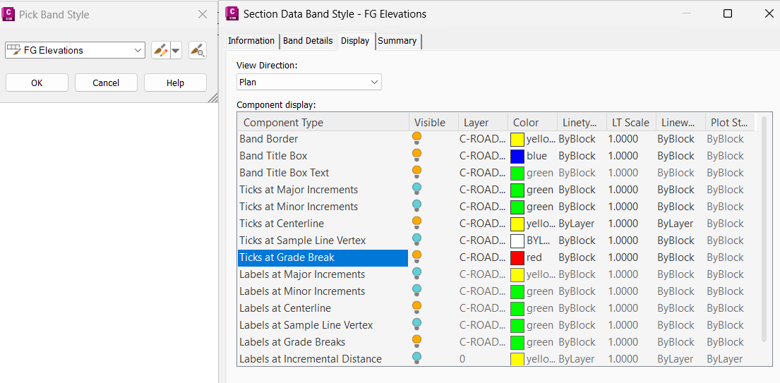How to add the Grade breaks to the section view band sets in Civil 3D
