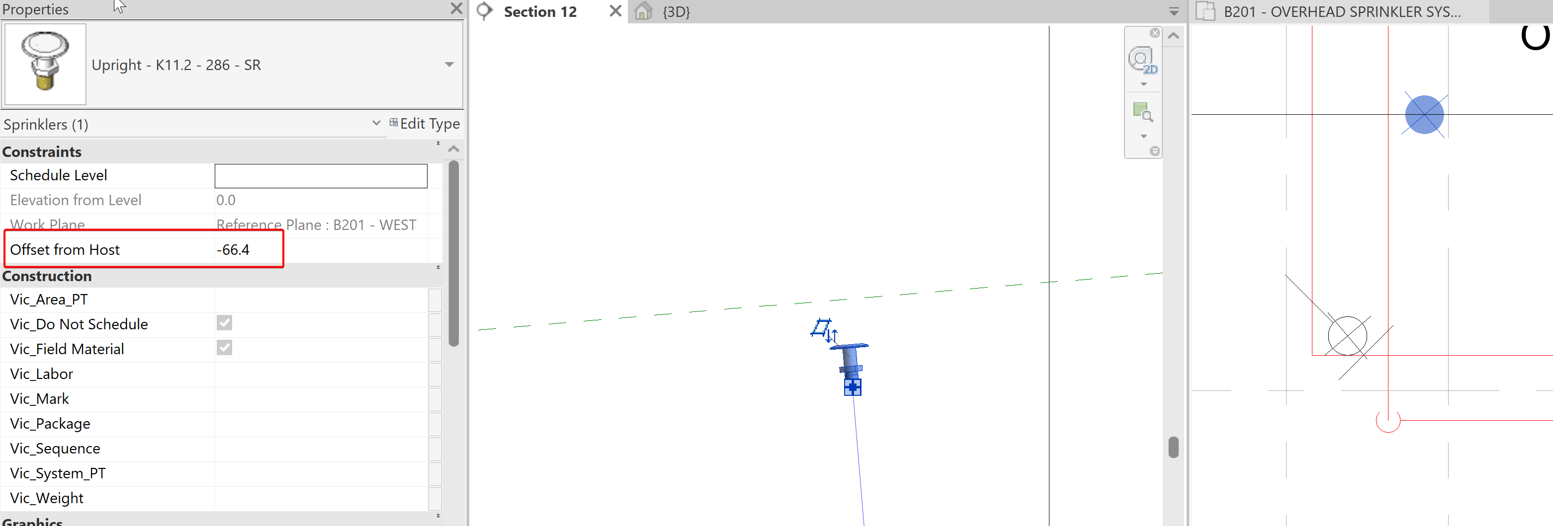 Families hosted on a sloped reference plane (in section) and are moved or copied in plan view ...