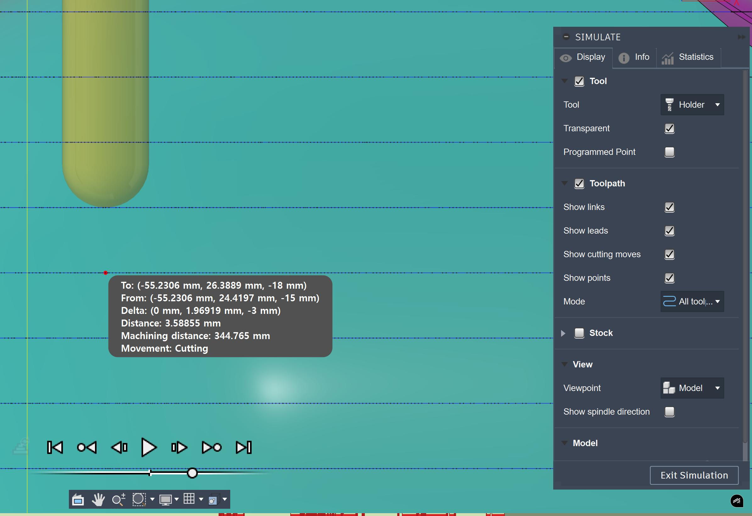 How to measure distance between toolpath points in Fusion