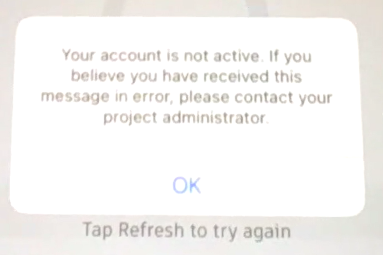"Can't sign in" or "Account not active" when trying to log into the BIM ...
