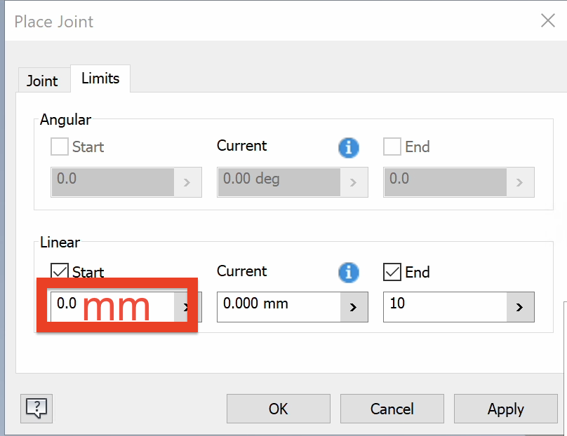 The limits of Slider joint could not be set to 0 in Inventor assmelby