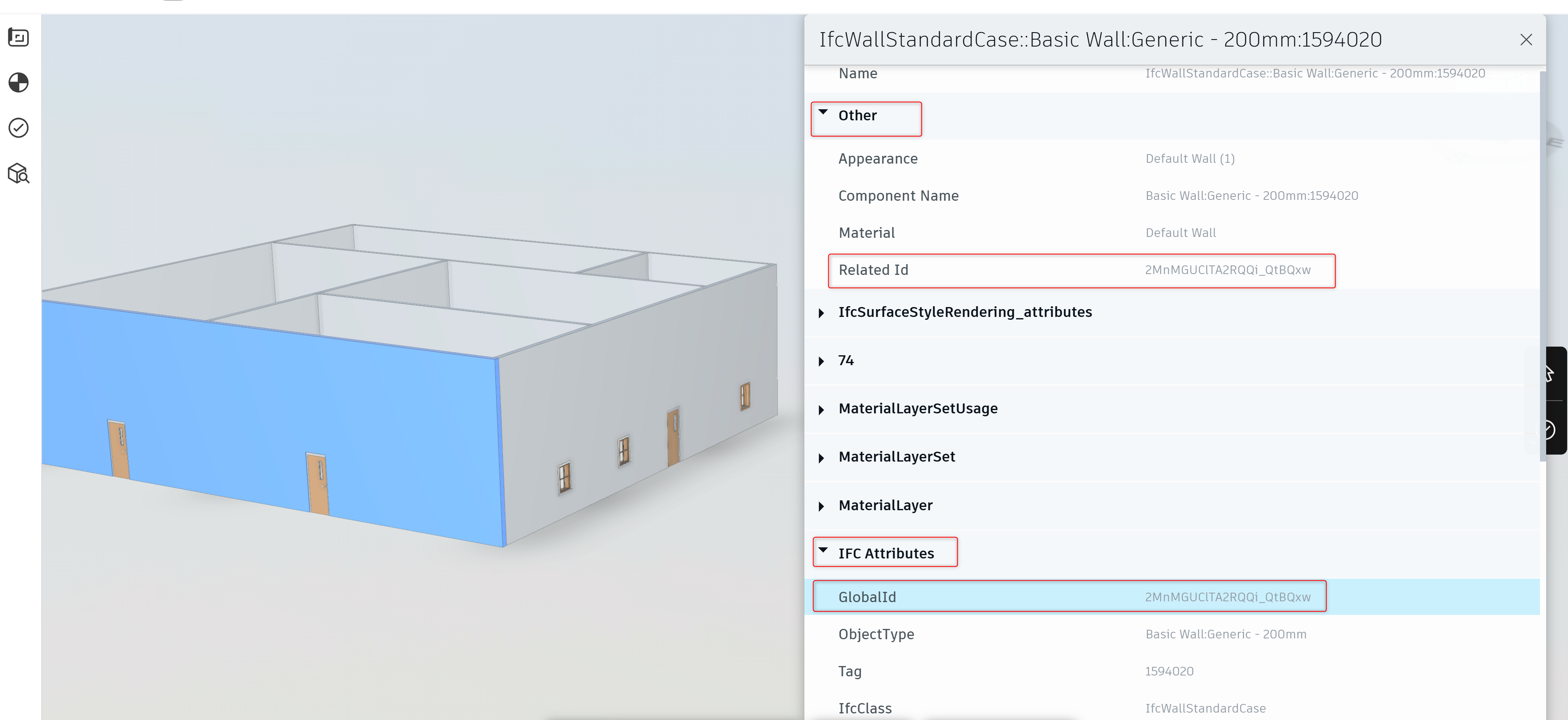 ACC 查看器的“图元”中未显示 IFC GUID 参数